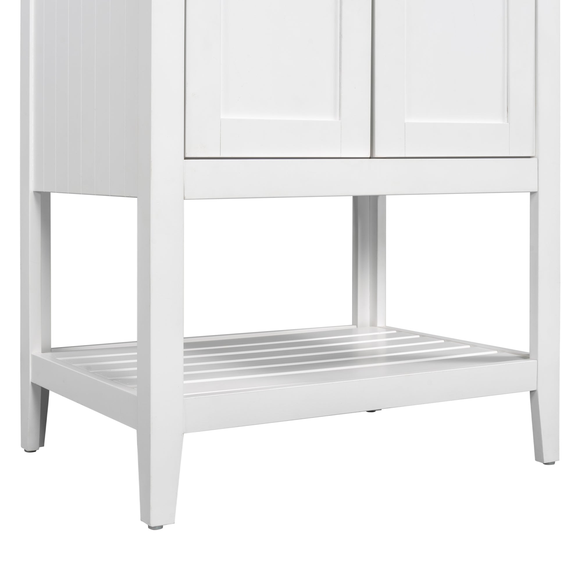 24" Small Bathroom Vanity with Sink Open Shelves Solid Wood Bathroom V ...